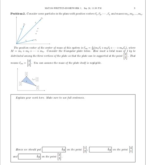 Solved The Position Vector Of The Center Of Mass Of This Chegg