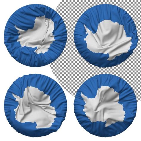 Premium Psd Antarctica Flag Round Shape Isolated Different Waving Style Bump Texture 3d Rendering