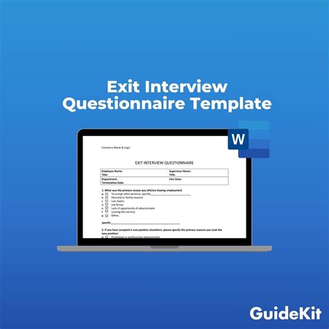 Exit Interview Questionnaire Template Guide Kit