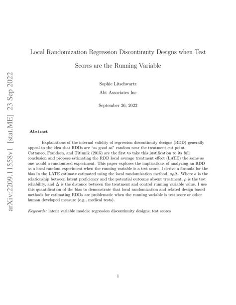 Local Randomization Regression Discontinuity Designs When Test Scores