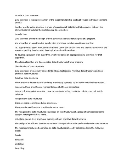Data Structure Module 1 Notes For Calicut University Sem 3 2024 Pdf