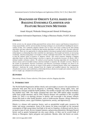DIAGNOSIS OF OBESITY LEVEL BASED ON BAGGING ENSEMBLE CLASSIFIER AND