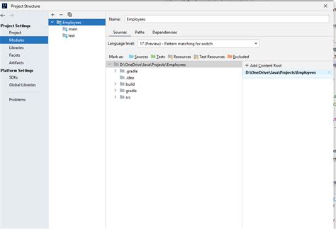 can t use switch pattern matching with gradle ides support intellij