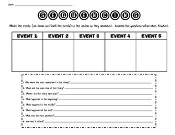 Reading Skills Sequencing Activity By A Pencil And A Dream TPT