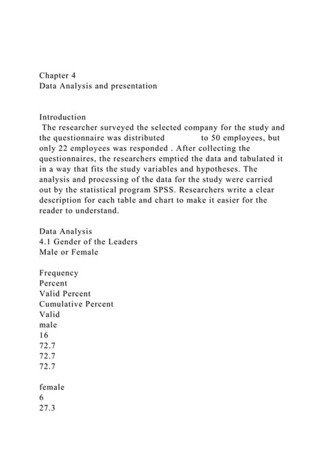 chapter 4data analysis and presentationintroduction t docx