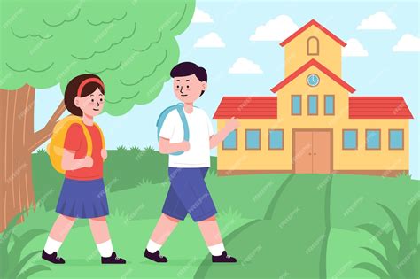 손으로 그린 어린이 학교로 돌아 가기 무료 벡터