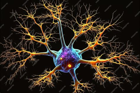 Visão Macro Do Neurônio Dentro Da Célula Nervosa Do Cérebro Com Ia Generativa De Ilustração De