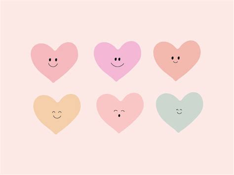 귀여운 미소 하트 일러스트 프리미엄 벡터