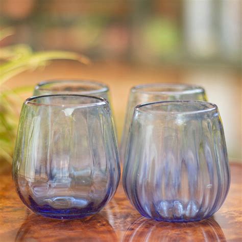 Blue Stemless Wine Glasses