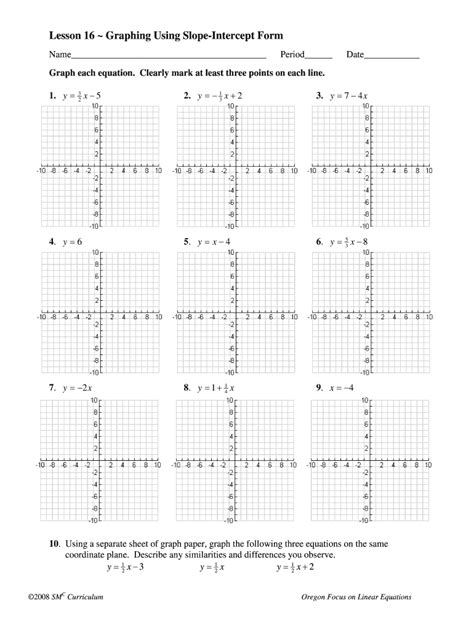 Fillable Online Lesson 16 Graphing Using Slope Intercept Form Fax Email Print PdfFiller