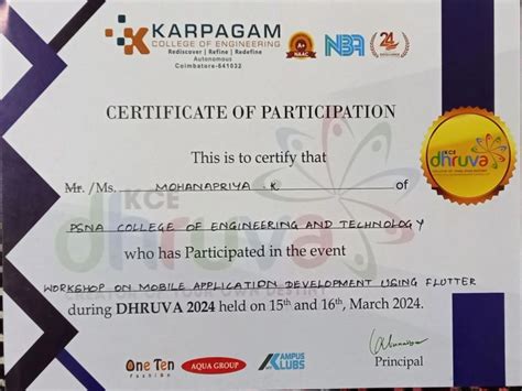 Workshop On Mobile Application Development Using Flutter Karpagam College Mohana Priya