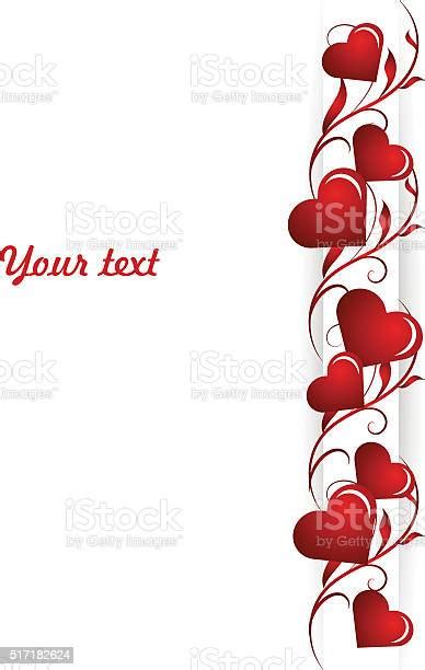 Beautiful Love Background With White Stripe Plant Pattern And Hearts