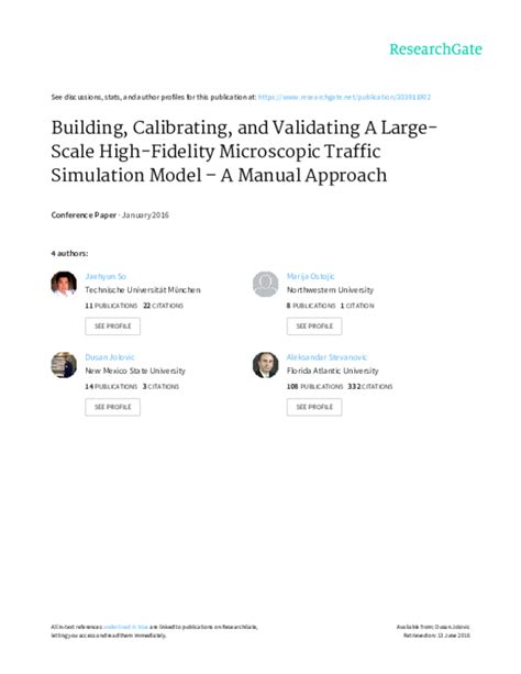 Pdf Building Calibrating And Validating A Large Scale High Fidelity Microscopic Traffic