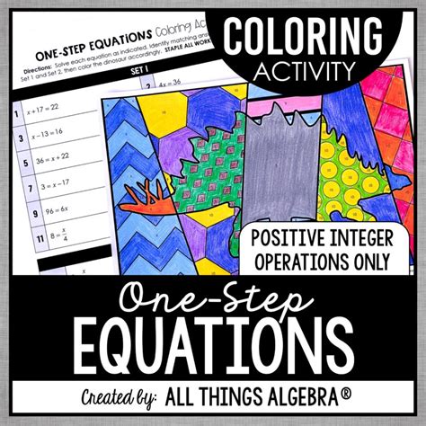 One Step Equations Positive Integer Operations Only Coloring Activity