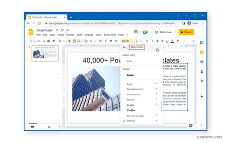 Locating More Fonts Option In Google Slides SlideModel