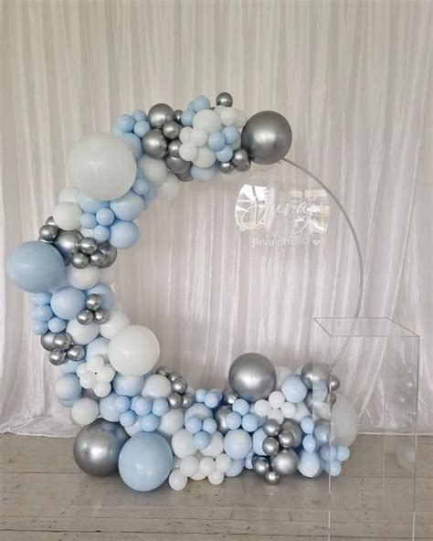 Kit De Arco De Globos Azules Y Blancos Para Bebé Kit De Guirnalda De