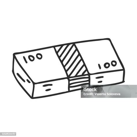 낙서 스타일의 지폐 묶음 종이 지폐의 스택 아이콘은 손으로 그린 흰색 배경에 격리됩니다 흑백 벡터 일러스트레이션 흑백에 대한 스톡 벡터 아트 및 기타 이미지 Istock