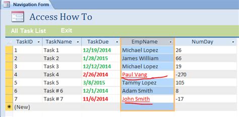 Conditional Formatting For Subform Or Datasheet Form