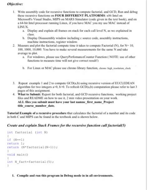 Solved 1 Write Assembly Code For Recursive Functions To Solved 1 Write Assembly Code For Recursive Functions To