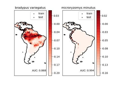 Species Distribution Modeling — Scikit Learn 18dev0 Documentation