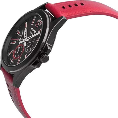 Reloj Casio Mtp E350bl 1b Cuero Hombre Rojo Klokker