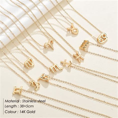 Ebuyjewelry欧美潮流十二星座符号吊坠不锈钢项链短款颈链锁骨链 虎窝淘