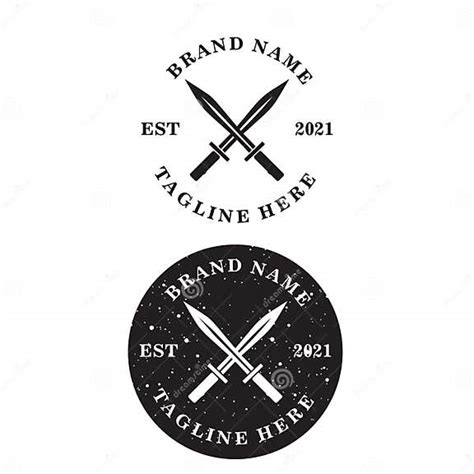 Espada Como Coraje Para Cruzar El Logotipo Emblema Prima Ilustración Del Vector Ilustración De