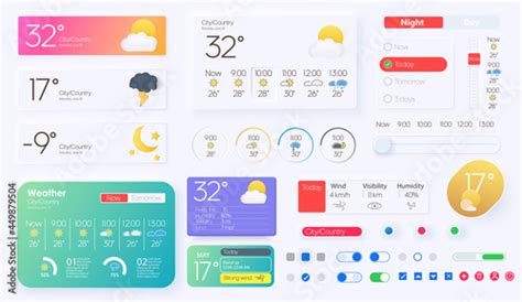 User Elements For Weather Mobile App Widgets Quick Access Adaptive Interface Temperature