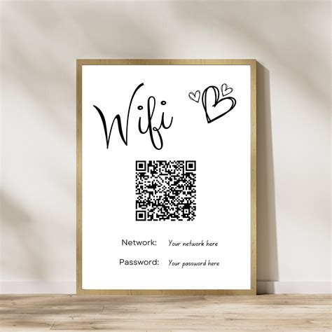 Wifi QR Code Sign Printable Wifi Sign Wifi Password Sign Editable Custom Business Wifi Sign