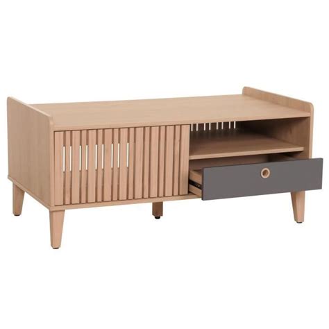 Table Basse Hwc M48 Table De Salon Table Basse Manguier Massif 52x114x59cm Beige Tiroir