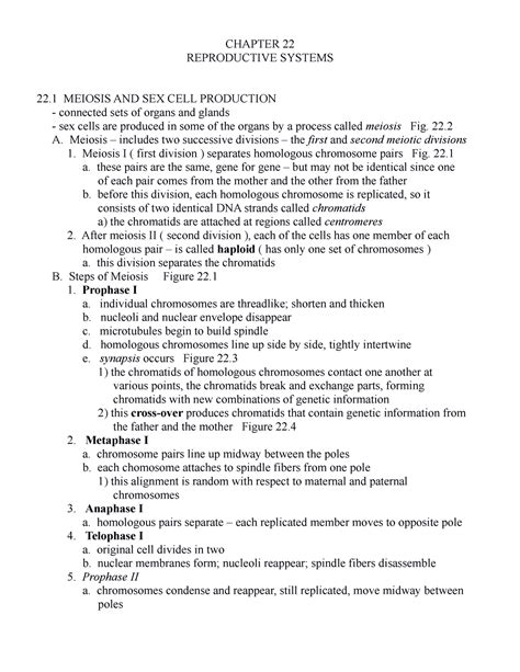 Chapter Exam CHAPTER REPRODUCTIVE SYSTEMS MEIOSIS AND SEX CELL PRODUCTION
