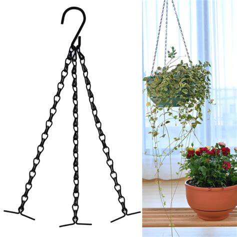 더블 헤드 화분 후크 체인 바스켓 홀더 60cm 야외 랜턴 철제 후크 검정색 3 포인트 행거 식물 냄비벽걸이 바구니 Aliexpress