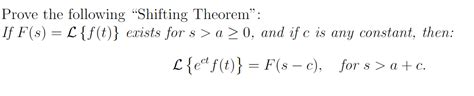 Solved Prove The Following Shifting Theorem If