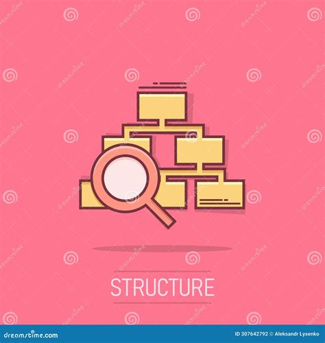 Hierarchy Diagram Icon In Comic Style Structure Search Cartoon Vector Illustration On Isolated
