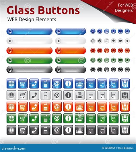Glass Buttons Web Design Elements Stock Images Image 32530064