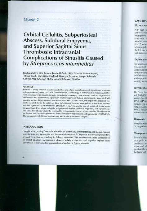 Pdf Orbital Cellulitis Subperiosteal Abscess Subdural Empyema And Superior Sagittal Sinus
