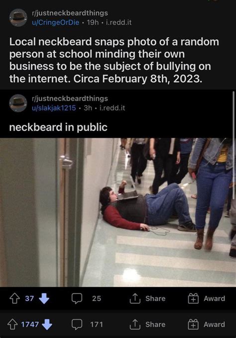 Neckbeard On Reddit Defends Fellow Neckbeard Blocking Half Of His Schools Hallway Colorized