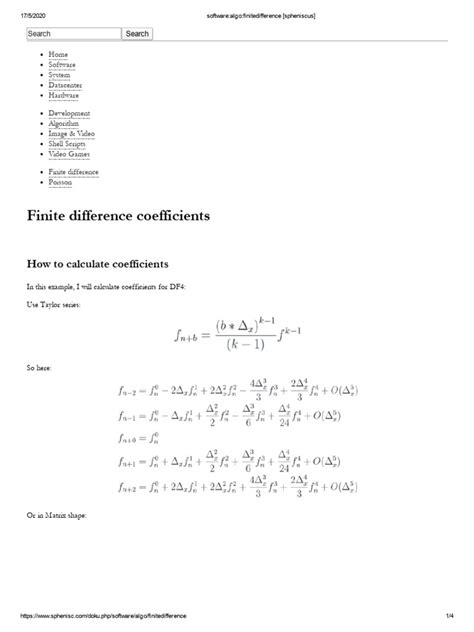 Finite Difference Coefficients How To Calculate Coefficients Pdf Finite Difference