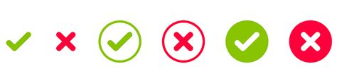 Check Mark And X Set Icon Simple Web Buttons Checkmarks And X Or