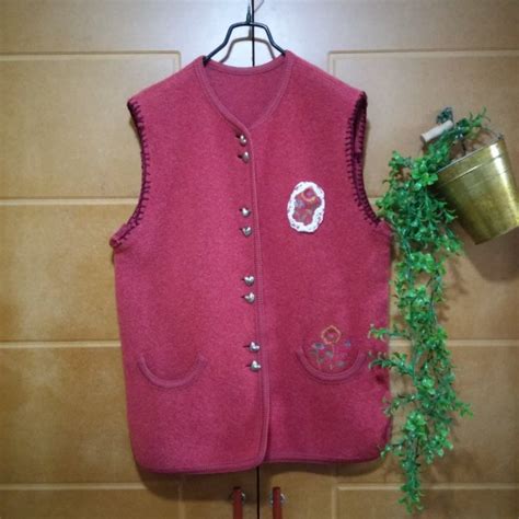 빨강 메리노울 고급 원단 하트 금속 단추 코사지 달 헬로마켓