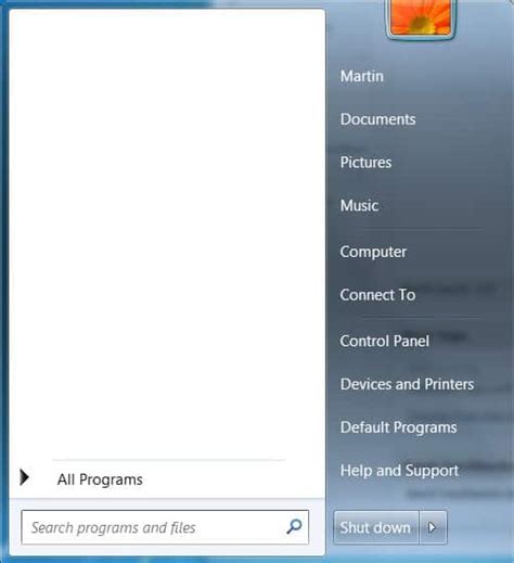 Blank Start Menu In Windows 7 Ghacks Tech News