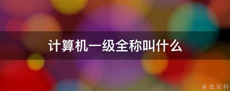 计算机一级全称叫什么 业百科