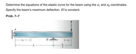determine the equations of the elastic curve for the beam using the x1