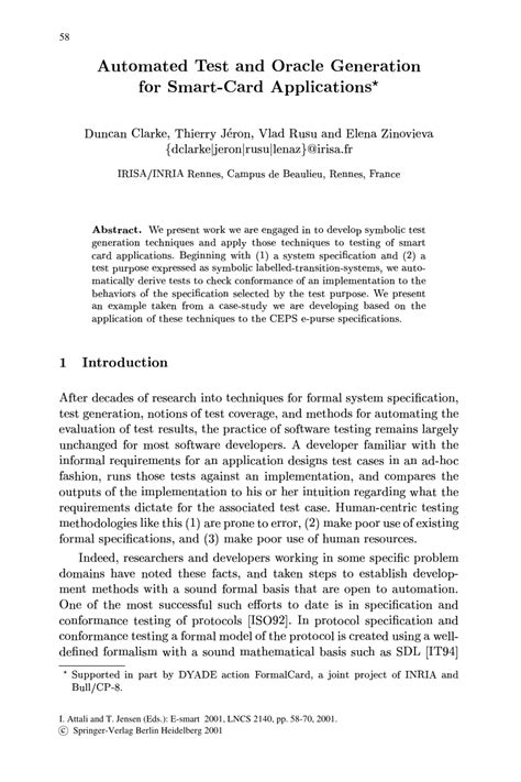 Pdf Automated Test And Oracle Generation For Smart Card Applications
