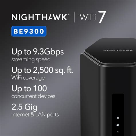 Netgear Nighthawk Wifi 7 Router Be9300 Security Features 9 3gbps Wireless Speed 2 5