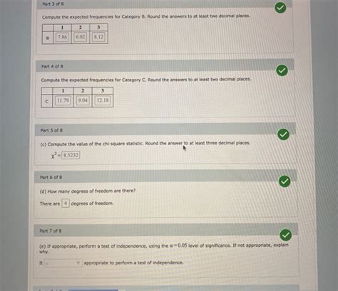 solved for the given table of observed frequencies 3 1 11 7