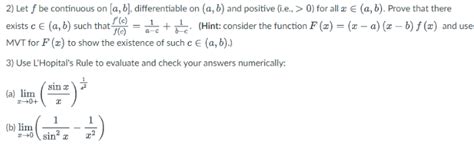 Solved Let F Be Continuous On A B Differentiable On Chegg
