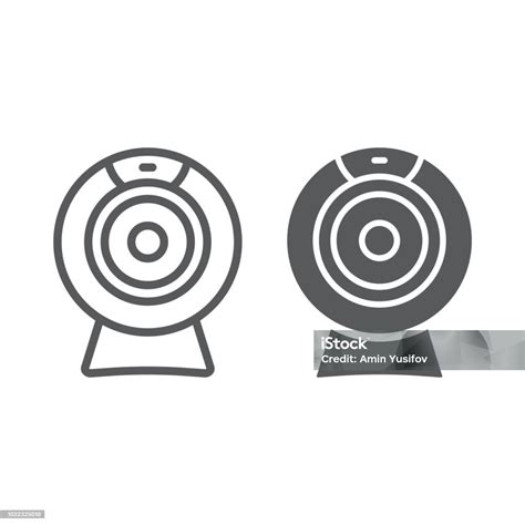 웹 카메라 선 및 문자 모양 아이콘 전자 및 디지털 비디오 채팅 벡터 그래픽 흰색 배경 Eps 10에 선형 패턴 Brand Name Online Messaging