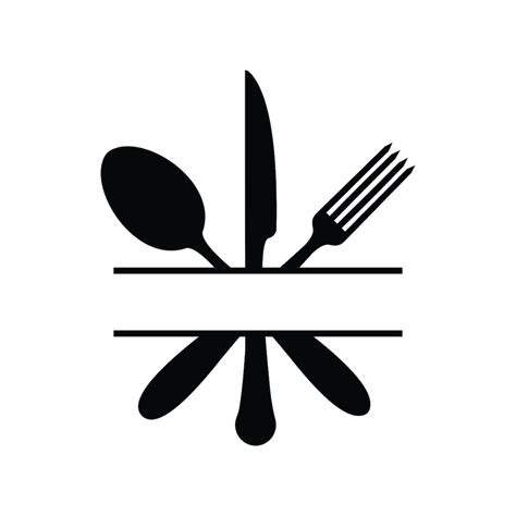 Spoon Fork Knife Split Monogram Svg Instant Download Etsy