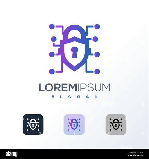 Digital Cyber Security Logo Design With Shield Vector Template Data